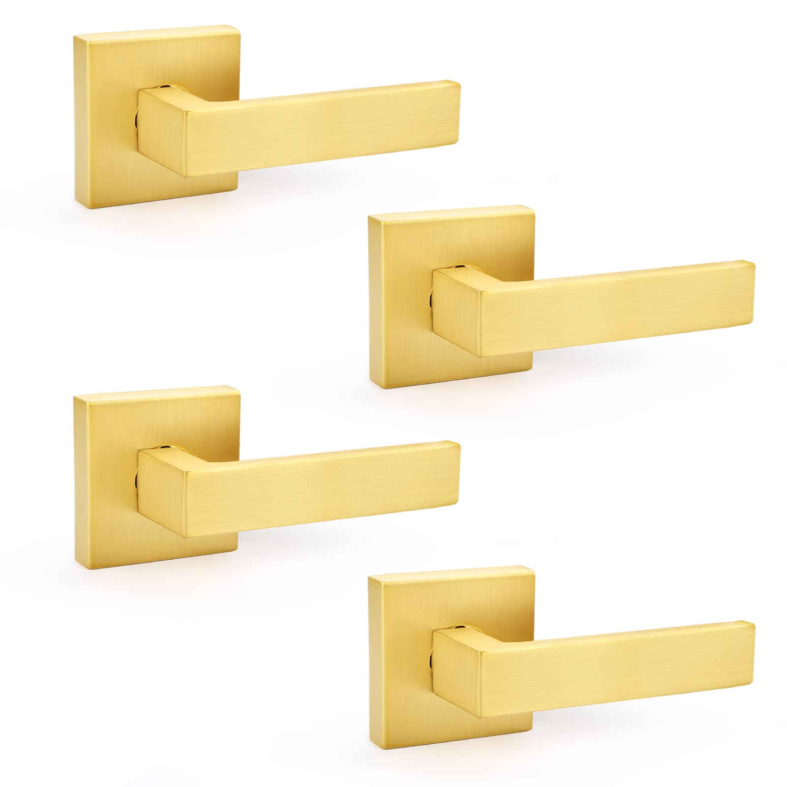 EHOMEWARE 4 Pack Satin Brass Half Dummy Levers, Heavy Duty Non-Turning ...