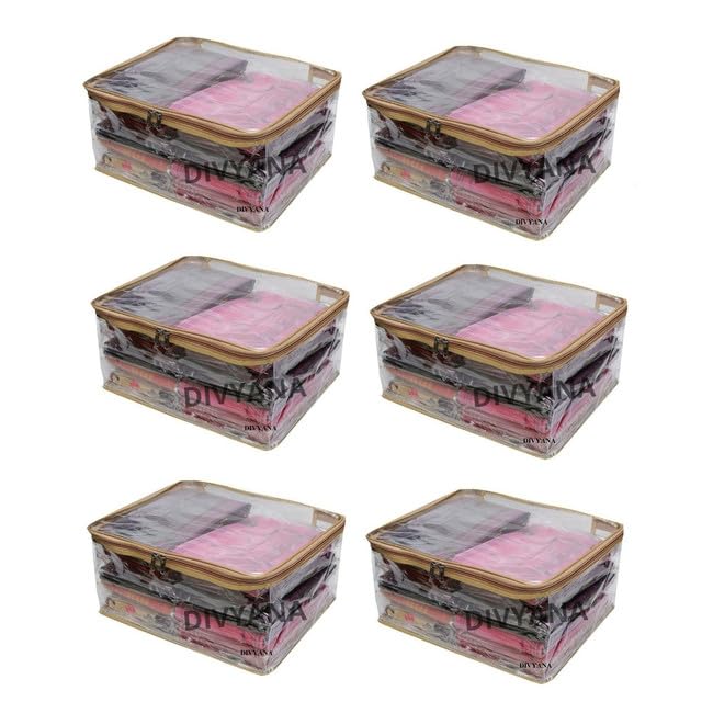 DIVYANA Transparent Plastic Saree Cover | Multipurpose Clothes Storage ...