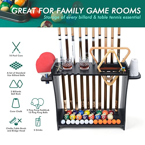 Snapklik.com : Pool Stick Holder Floor Stand, 2-in-1 Pool Cue Rack ...
