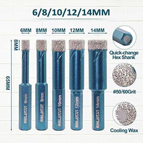 Porcelain Tile Drill Bits Set 6/8/10/12/14mm – MINLAYCUT Diamond Hole ...