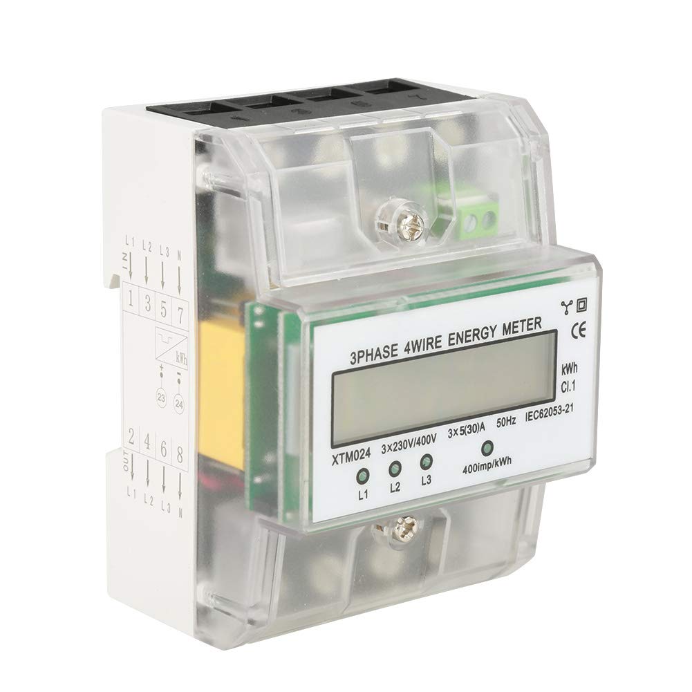 Buy 3 Phase Electric Meter, Din Rail Energy Meter 6+2 Digits Display ...