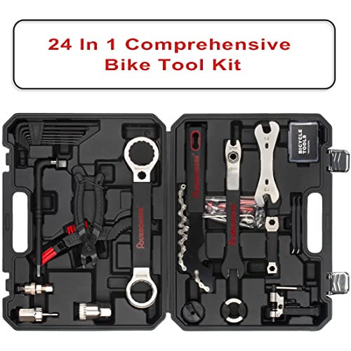 FOURROBBER 24 Piece Bike Tool Kit Bicycle Repair Tool Box Compatible ...