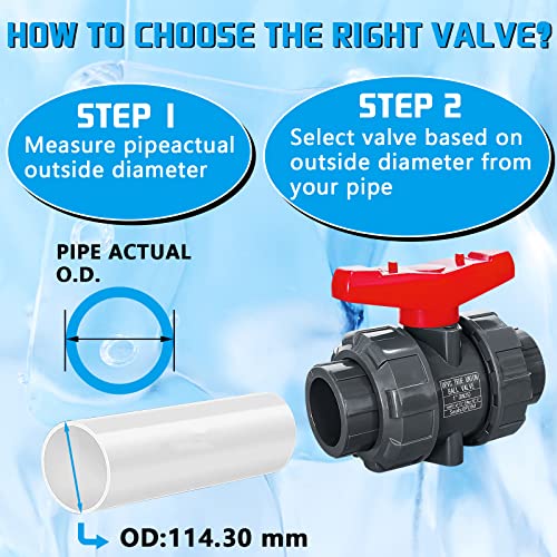 Snapklik.com : PVC Union Ball Valve, 4 Inch (DN100) True Union Full Flow Ball Valve, ASTM EPDM O ...
