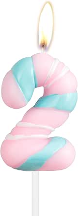 Amazon.com: iNINGER Pink Number Birthday Candles,Cute Macaron Number 2 ...