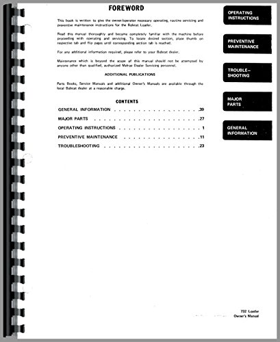 Operators Manual Bobcat 732 Skid Steer Loader: Amazon.com: Books