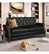 Amazon.com: FiveWillowise Brown Couch, 73-inch Sofa, Faux Leather ...