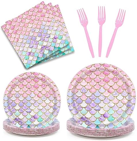 Amazon.com: Blushtier 350 Pcs Mermaid Party Supplies Mermaids Themed ...