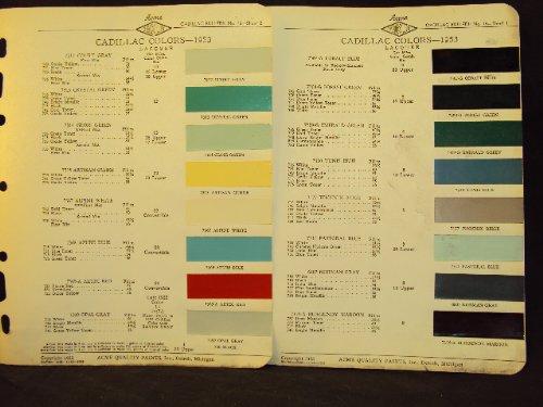 1953 Cadillac Color Paint Chip Page: Cadillac: Amazon.com: Books