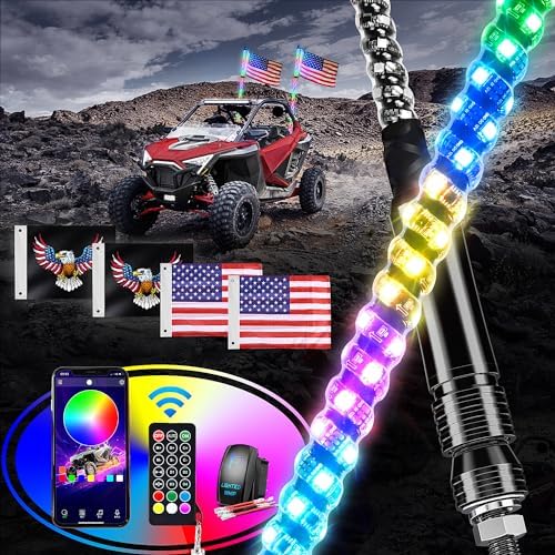 Amazon.com: GOOACC 2PCS 6FT LED Whip Light Spiral RGB Chasing Lighted ...