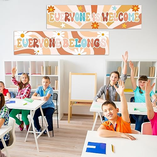 Snapklik.com : 2 Pack Groovy Classroom Decorations Boho Welcome Banner ...
