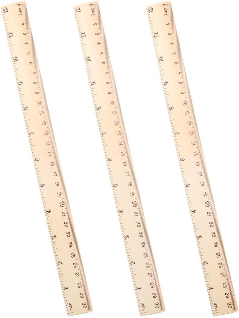 Amazon.com: 12 Inch Wood Ruler 3 Pack, Metric Ruler, Wooden Ruler ...