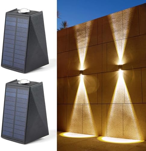 SOTTLOT Solar Outdoor Lights, 3000K 700LM Solar Wall Lights Outdoor Up ...