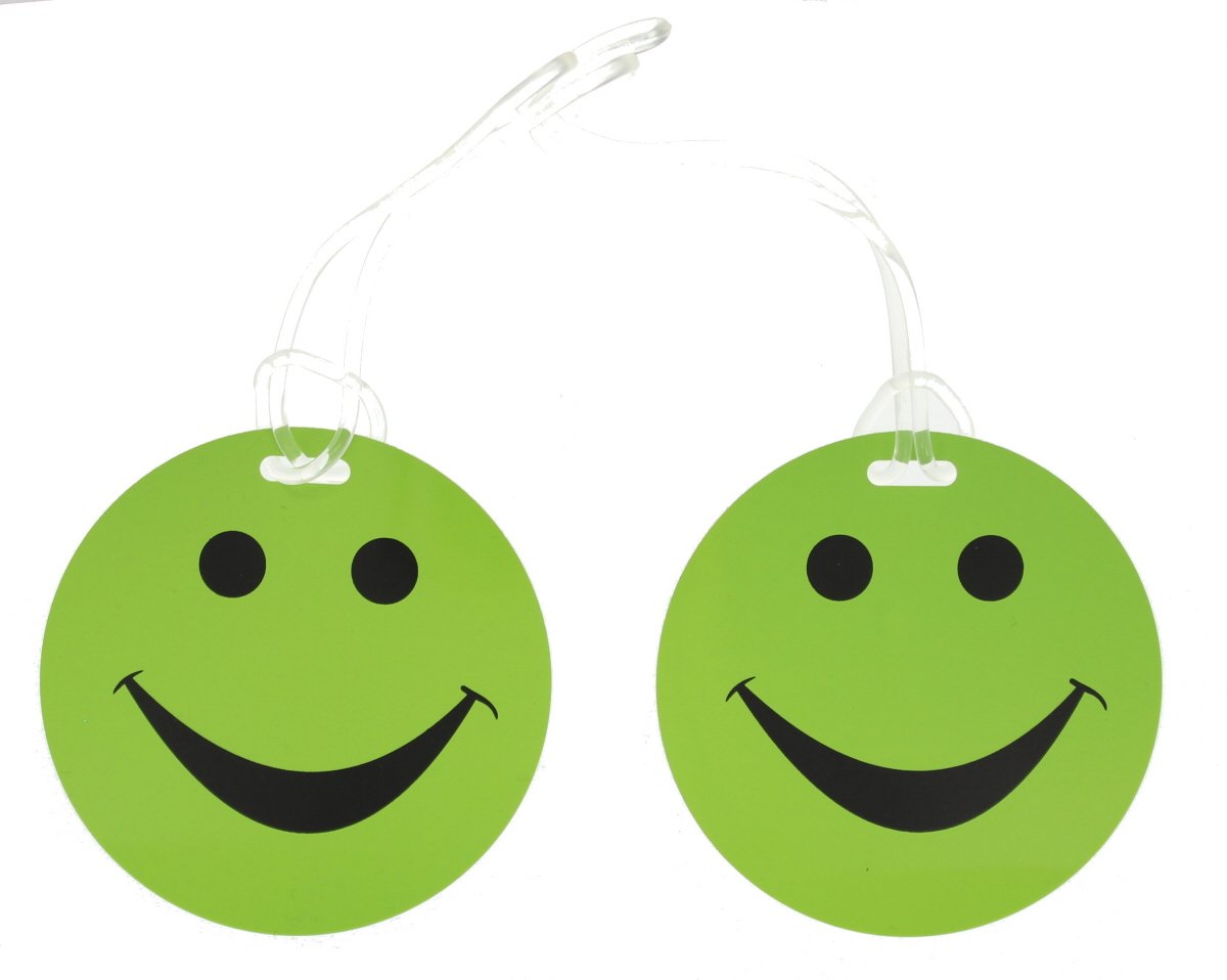 PMS Assorted Color Smiley Luggage Tags-Pack of 2, Pink/Blue/Green/Black ...