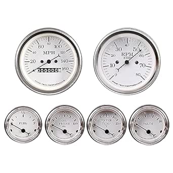 RaceTech Classic 1 Serious Mechanical 6 Gauge Set White Dial for Car's ...