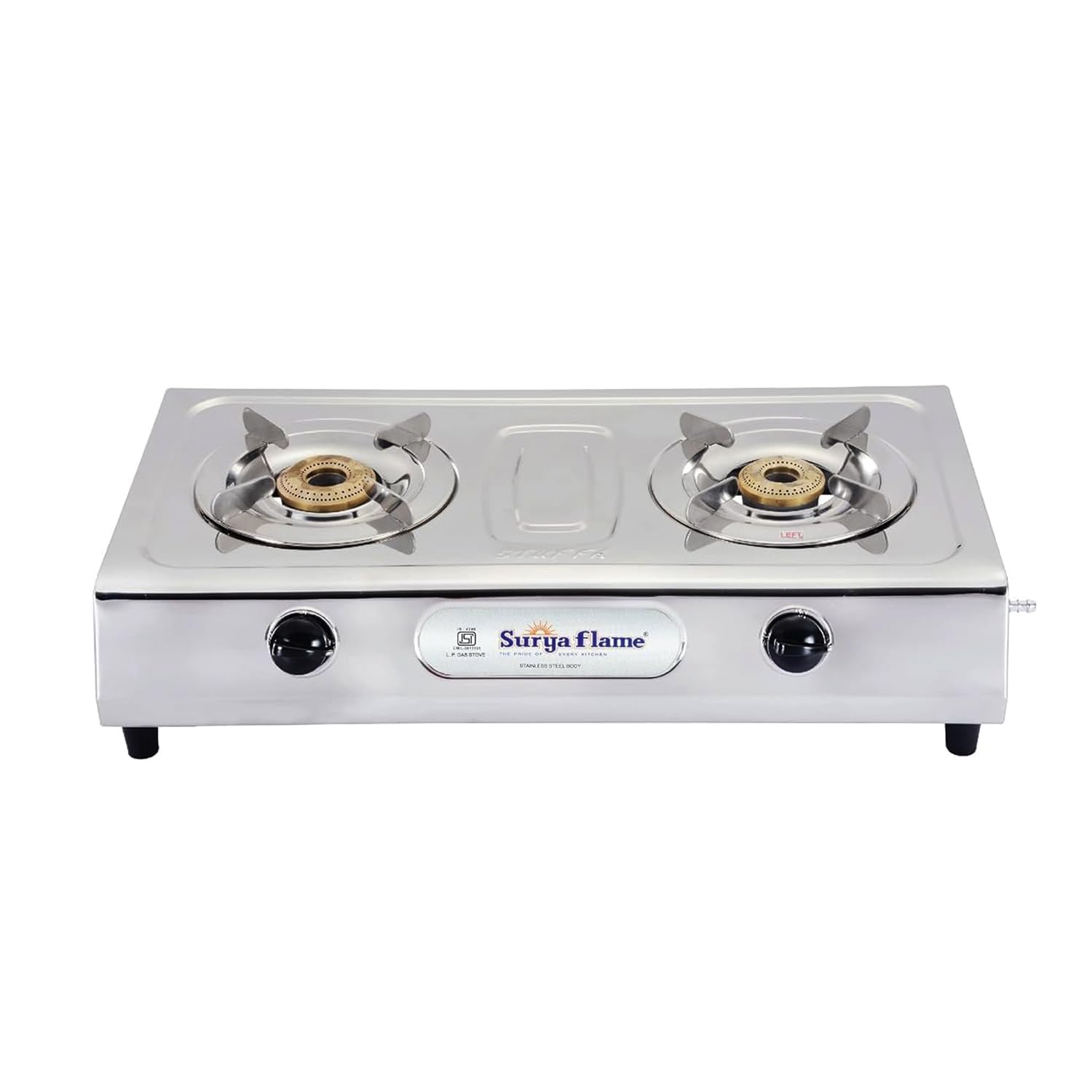 Surya Flame PNG Gas Stove 2 Burner Stainless Steel Chulha for Gas Piped ...