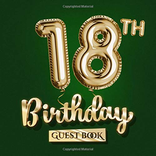 18th Birthday Guest Book: Great for 18th Birthday Green & Gold Party ...