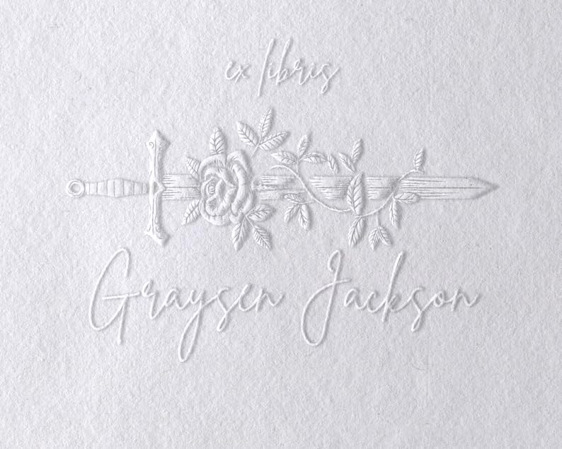 Amazon.com: Custom Embosser Stamp, Fantasy Novel, Swords, Library of ...