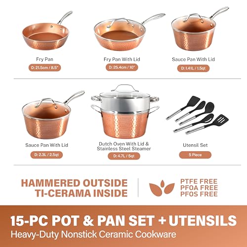 Gotham Steel 15-Piece Non-Stick Ceramic Cookware Set - Astraunic CA