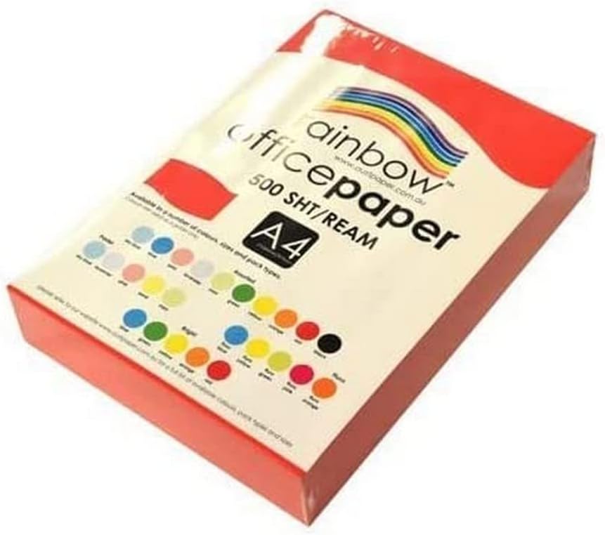 Rainbow A4 80Gsm Office Paper 500 Sheets, Red : Amazon.com.au: Home