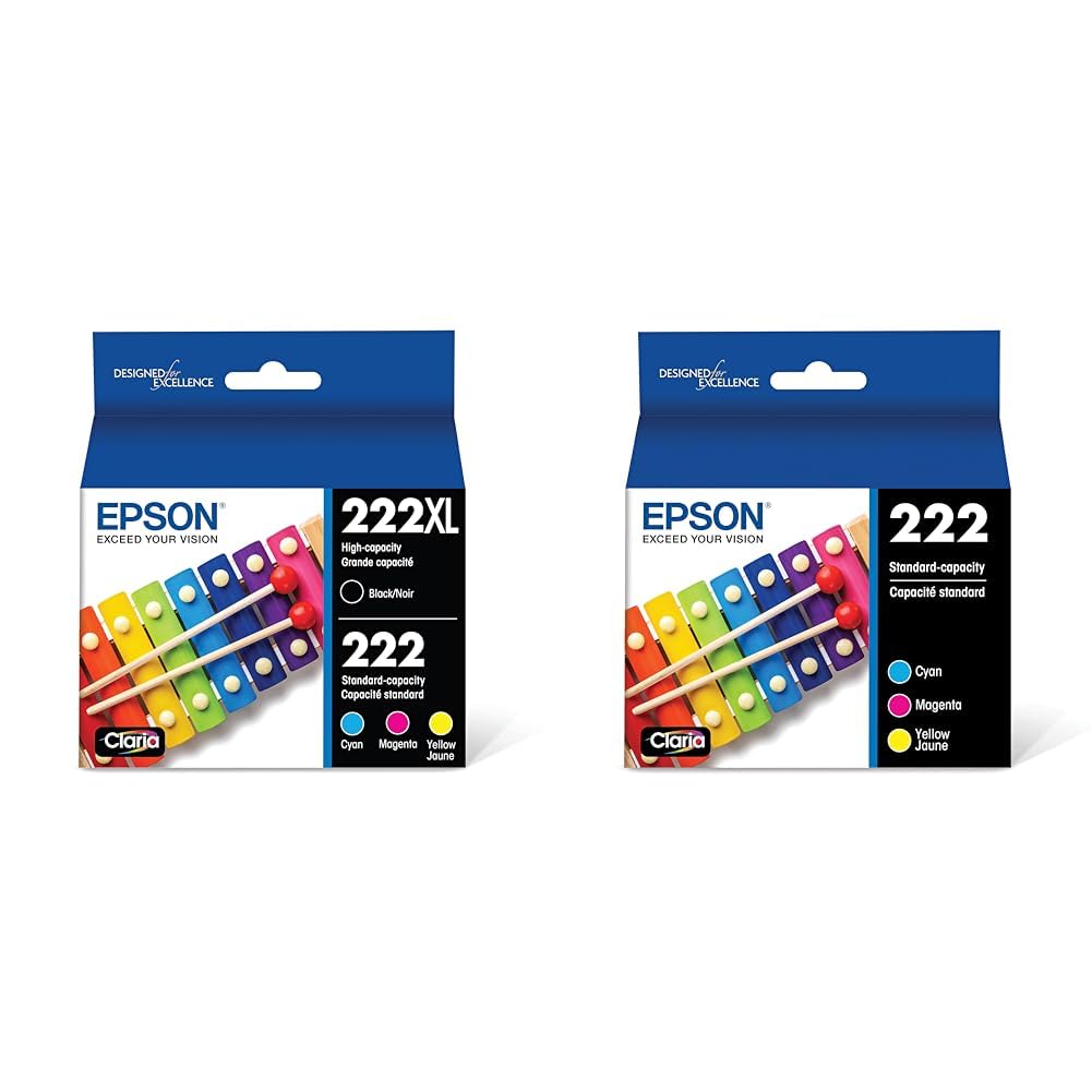 Amazon.com: Epson 222 Claria Ink High Capacity Black & Standard Color ...