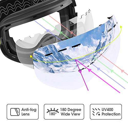 EXP VISION Snowboard Ski Goggles for Men, Women and Youth Snow Goggles ...