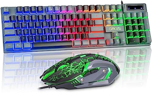 Amazon.com: BlueFinger Gaming Keyboard and Mouse,USB Wired Backlit ...