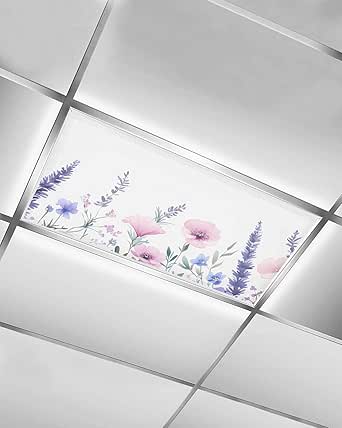 1 PC Fluorescent Light Covers for Ceiling Light,Watercolor Spring ...