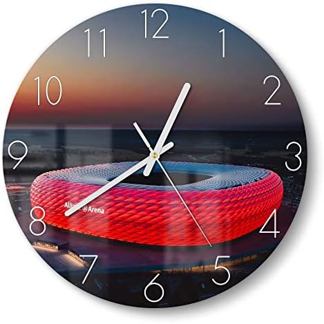 Amazon.de: DEQORI Glasuhr | rund Ø 30 cm | Motiv Allianz Arena, München ...