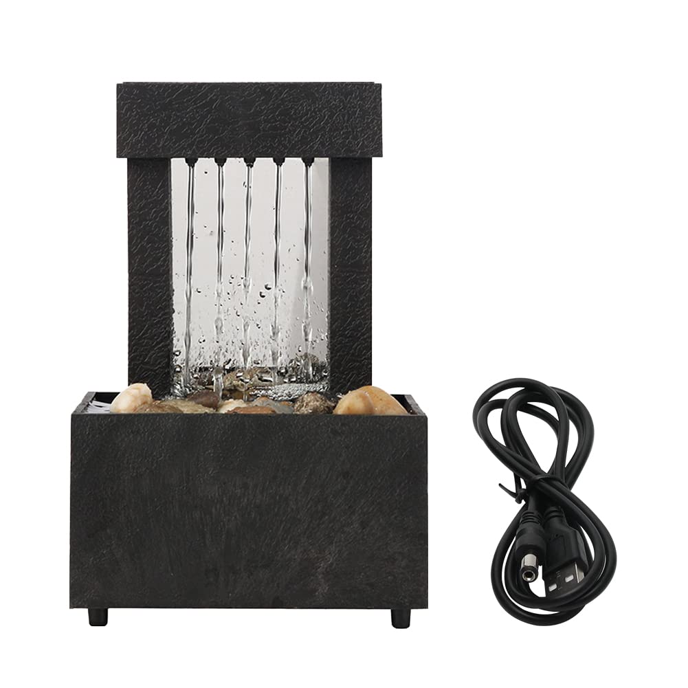 Indoor Water Fountain With Led Lights Lighted Waterfall Tabletop ...