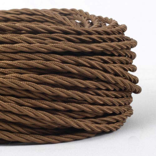 Vintage 5 Meters 2 core Light Brown Color Twisted Italian Braided Cable ...