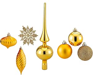 Amazon.com: Kurt Adler 150 Piece Gold Christmas Tree Trimming ...