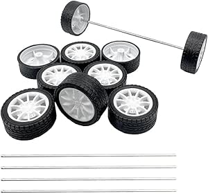 Amazon.com: 10PCS Toy Car Wheel 30mm Rubber Tire Wheel with 5PCS Shaft ...