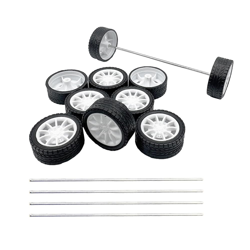 Amazon.com: 10PCS Toy Car Wheel 30mm Rubber Tire Wheel with 5PCS Shaft ...
