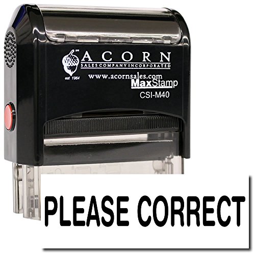 MaxStamp - Large Self-Inking Please Correct Stamp (Blue Ink): Amazon ...