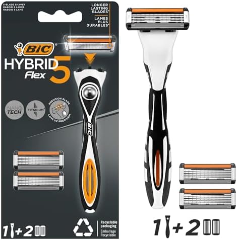 Amazon.com: BIC Hybrid 5 Flex Refillable Men's Razor Kit, Handle and ...