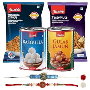 Chheda's - Premium Bhaiya Rakhi with Roli & Chawal - Raksha Bandhan Gift Combo - Rasgulla ...