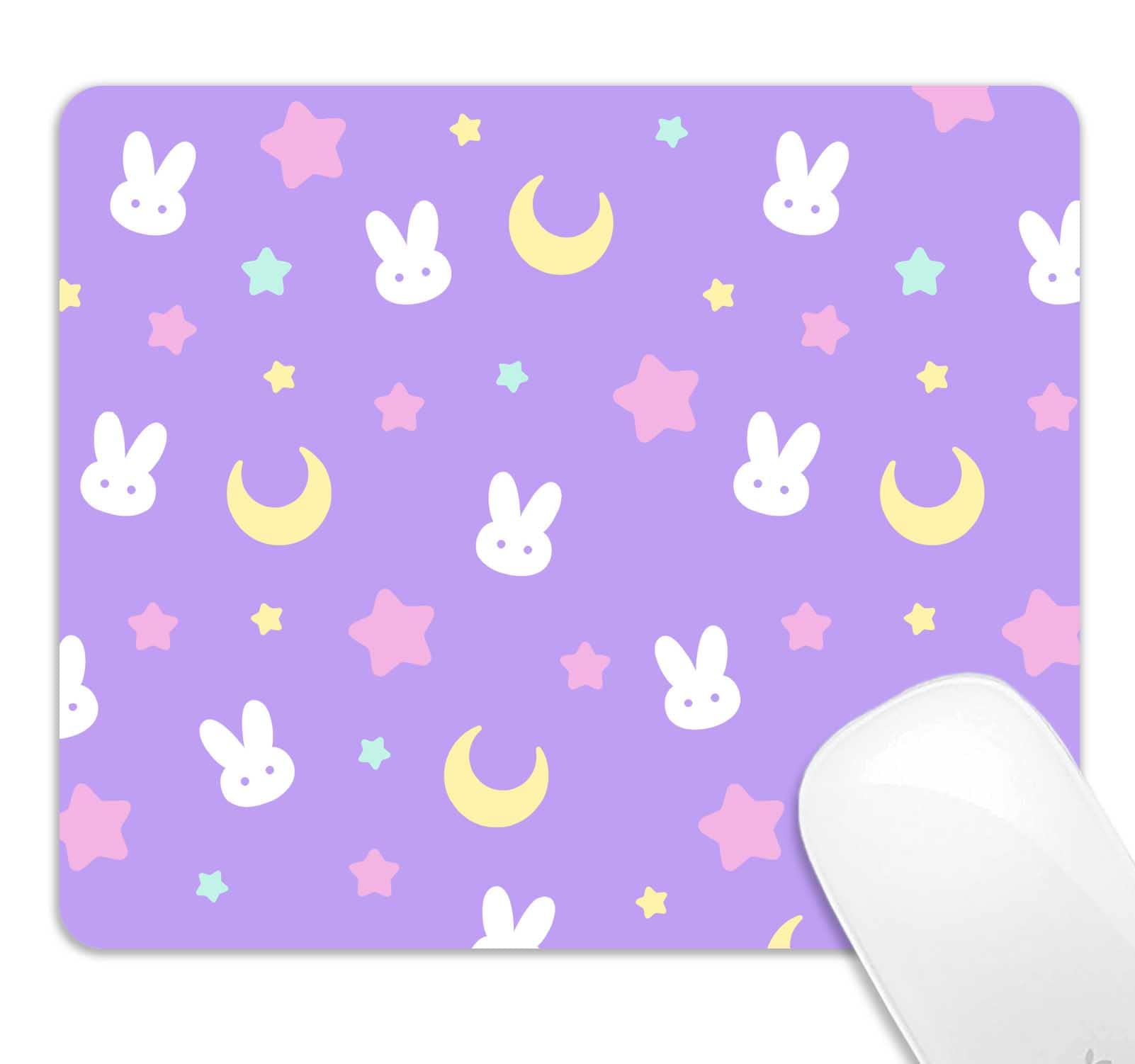 Amazon.com: HUOCAIREN Kawaii Purple Mouse Pad, Cute Rabbit Bunny Stars ...