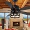 AUNLPB Farmhouse Rustic Ceiling Fan with Lights, 52 Inch Industrial ...