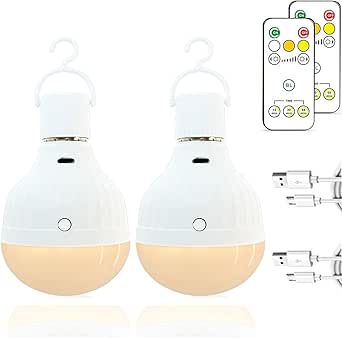 Amazon.com: SPINERFLY Bombilla recargable de 8 W, 2600 mAh, E26, bombilla LED de emergencia ...