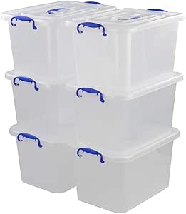 Amazon.com - Bringer 6-Pack 12 L Plastic Storage Box, Clear Latch ...