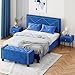 Amazon.com: Merax Queen, Blue 4-Pieces Bedroom Sets with Rivet Design ...