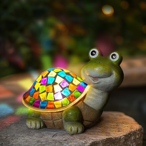 Amazon.com: MININOVA Solar Mosaic Turtle Statues Outdoor Garden ...
