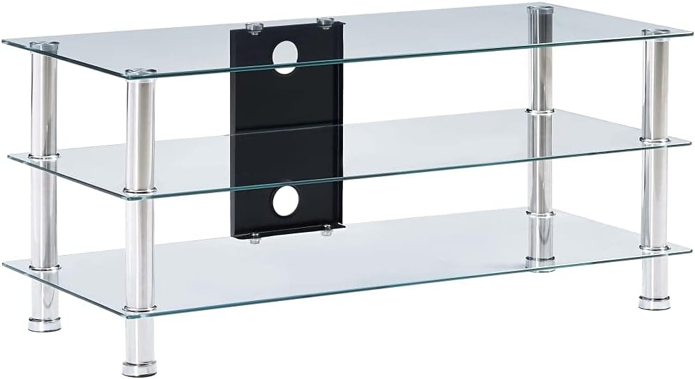 Amazon.com: vidaXL Transparent TV Stand - Tempered Glass and Stainless ...