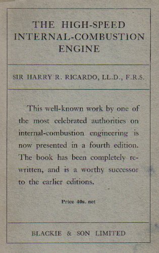 The High-Speed Internal-Combustion Engine: Sir Harry R. Ricardo: Amazon ...