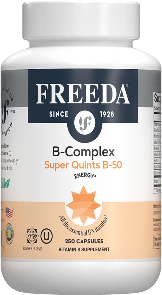 Amazon.com: FREEDA Vitamin B Complex - Super Quints B-50 - Kosher Super ...