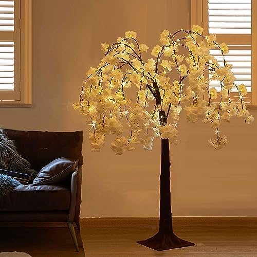 Amazon.com: Fudios Pink Cherry Blossom Tree with Lights 4FT 180 LED ...