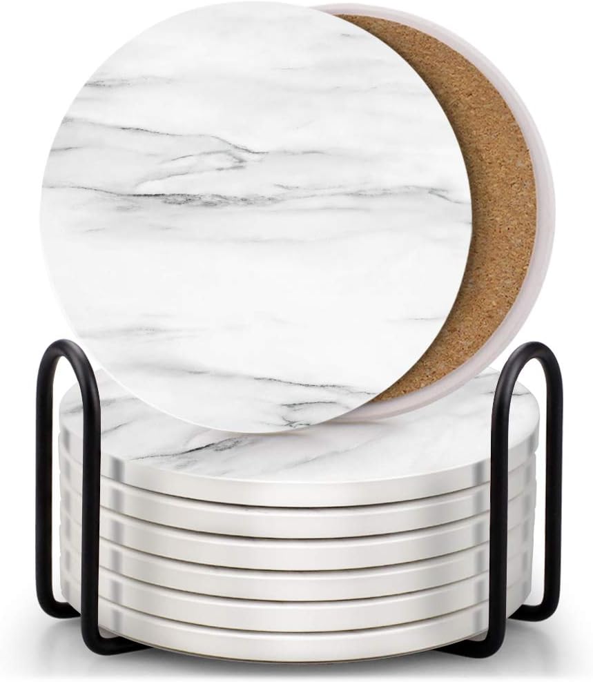Amazon.com | Coasters for Drinks, Absorbent Ceramic Stone Coasters Set ...