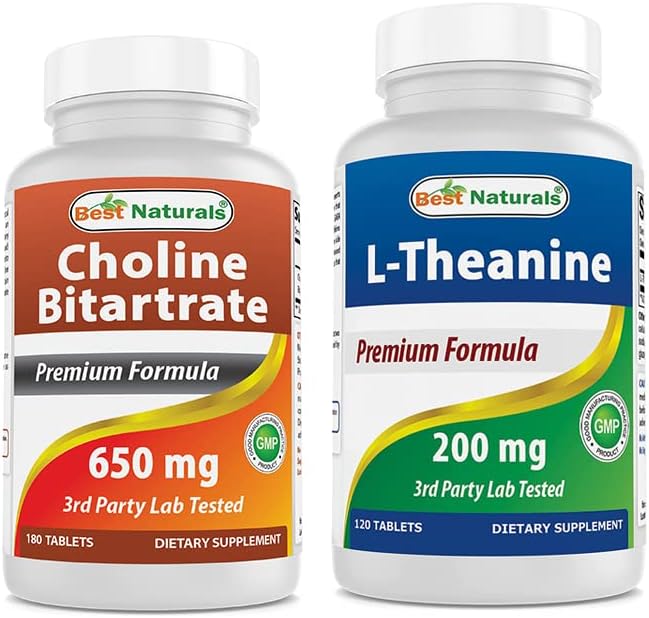 Amazon.com: Best Naturals Choline Bitartrate 650 mg & L-Theanine 200mg ...