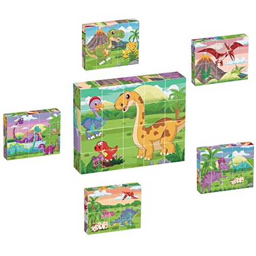 Snapklik.com : 20 Pcs Magnetic Cube Puzzle 6-in-1 Dinosaur Theme ...