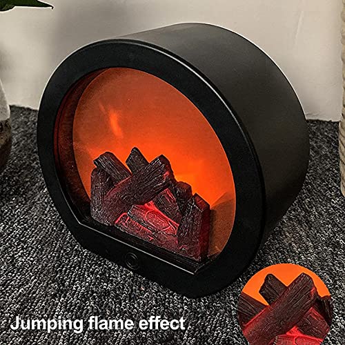 Mqjbhyf Flameless LED Fireplace Lantern Simulation LED Table Fireplace ...